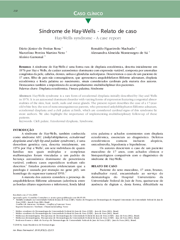 (PDF) Síndrome de Hay-Wells: relato de caso | Ronaldo Machado ...