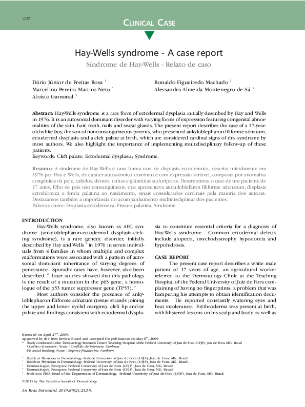(PDF) Hay-Wells syndrome - A case report Síndrome de Hay-Wells - Relato ...