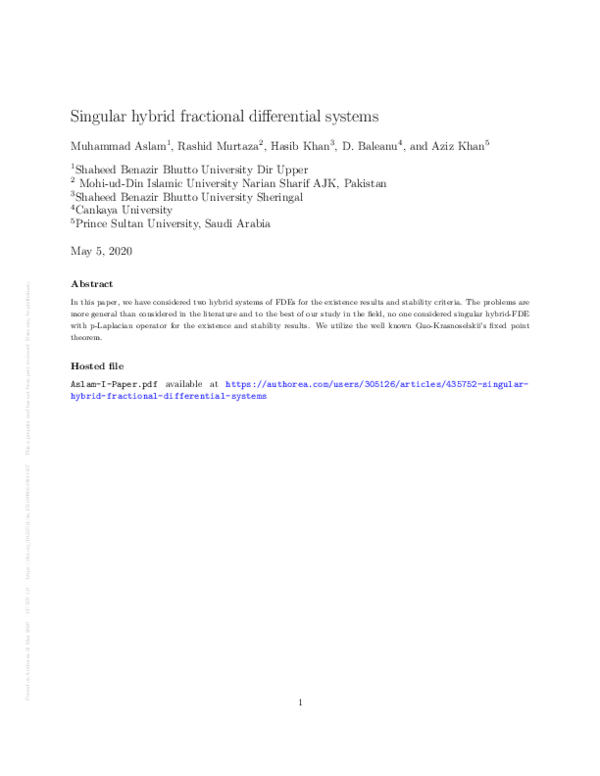 (PDF) Singular hybrid fractional differential systems