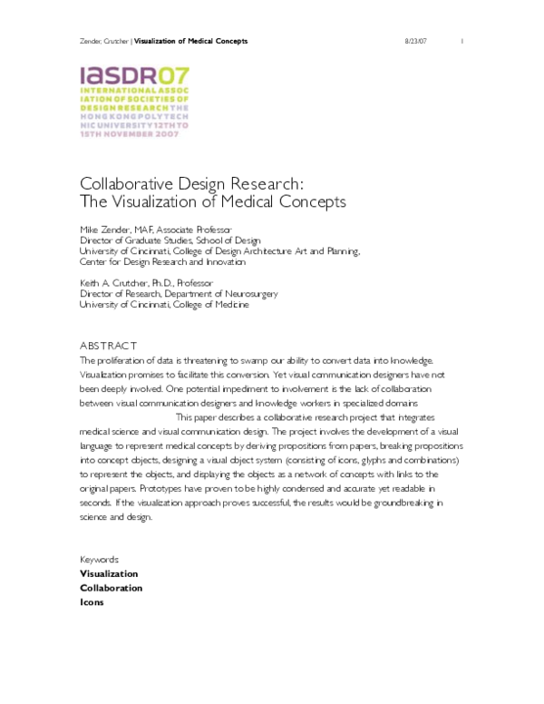(PDF) Collaborative Design Research: The Visualization of Medical Concepts