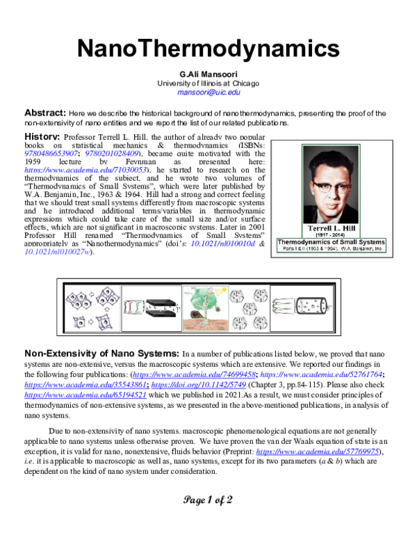 (PDF) Nano Thermodynamics