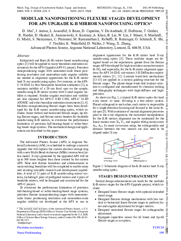 (PDF) Modular Nanopositioning Flexure Stages Development for APS Upgrade K-B Mirror Nanofocusing ...