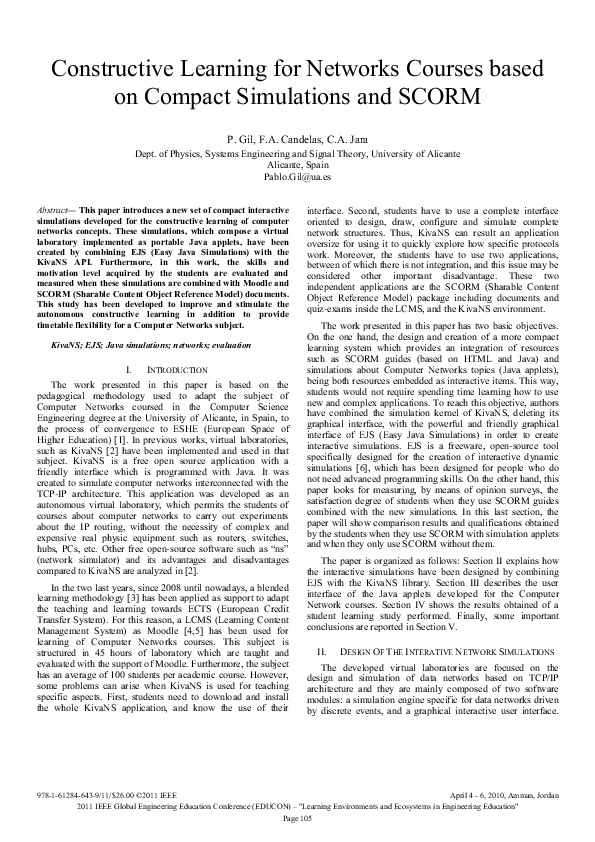 (PDF) Interactive Simulations for Network Learning