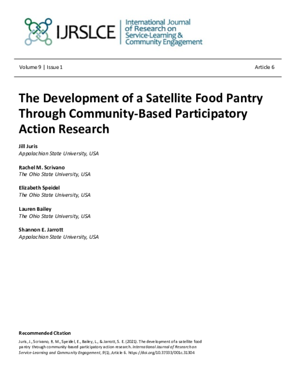 (PDF) The Development of a Satellite Food Pantry Through Community-Based Participatory Action ...