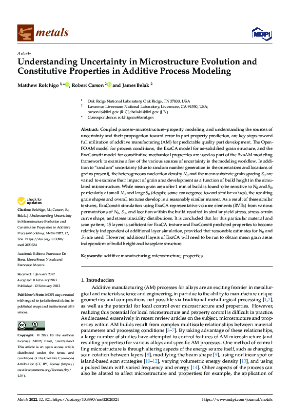 (PDF) Understanding Uncertainty in Microstructure Evolution and Constitutive Properties in ...
