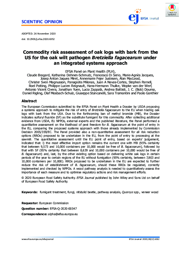 (PDF) Commodity risk assessment of oak logs with bark from the US for ...