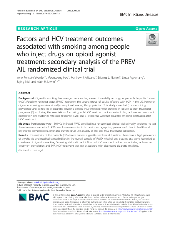 (PDF) Factors and HCV treatment outcomes associated with smoking among ...