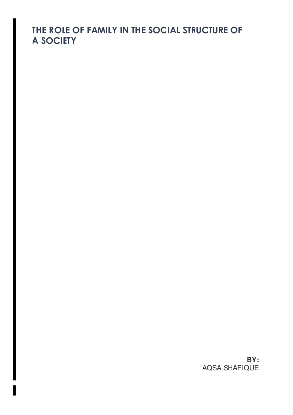 (PDF) The Role of Family in the Social Structure of Society