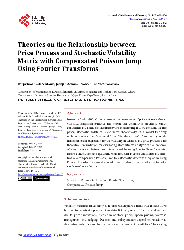 Pdf Theories On The Relationship Between Price Process And Stochastic