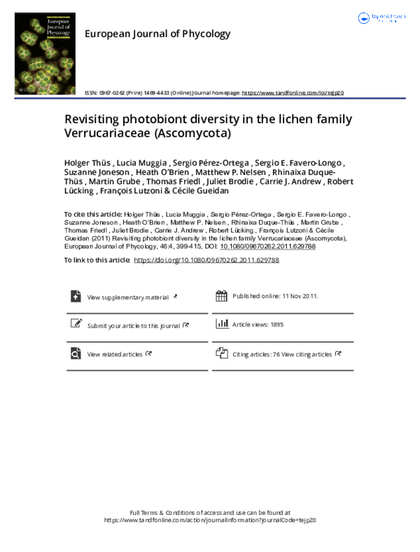 (PDF) Revisiting photobiont diversity in the lichen family ...