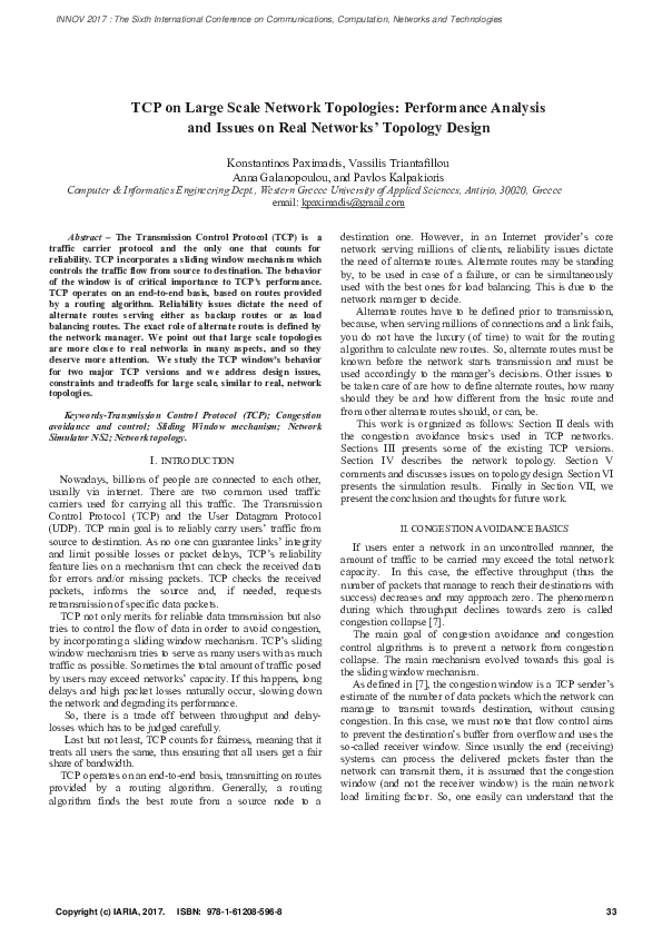 (PDF) TCP on Large Scale Network Topologies: Performance Analysis and Issues on Real Networks ...
