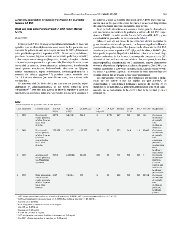 (PDF) Carcinoma microcítico de pulmón y elevación del marcador tumoral ...