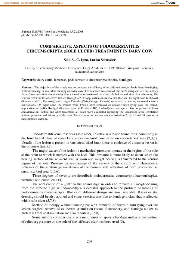 (PDF) Comparative aspects of pododermatitis circumscripta (sole ulcer ...