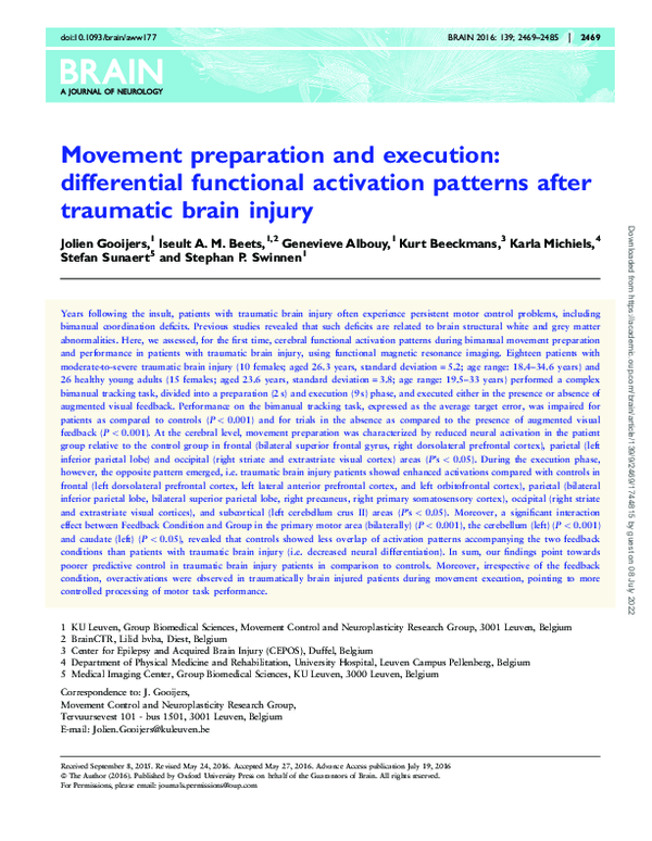 (PDF) Movement preparation and execution: differential functional ...