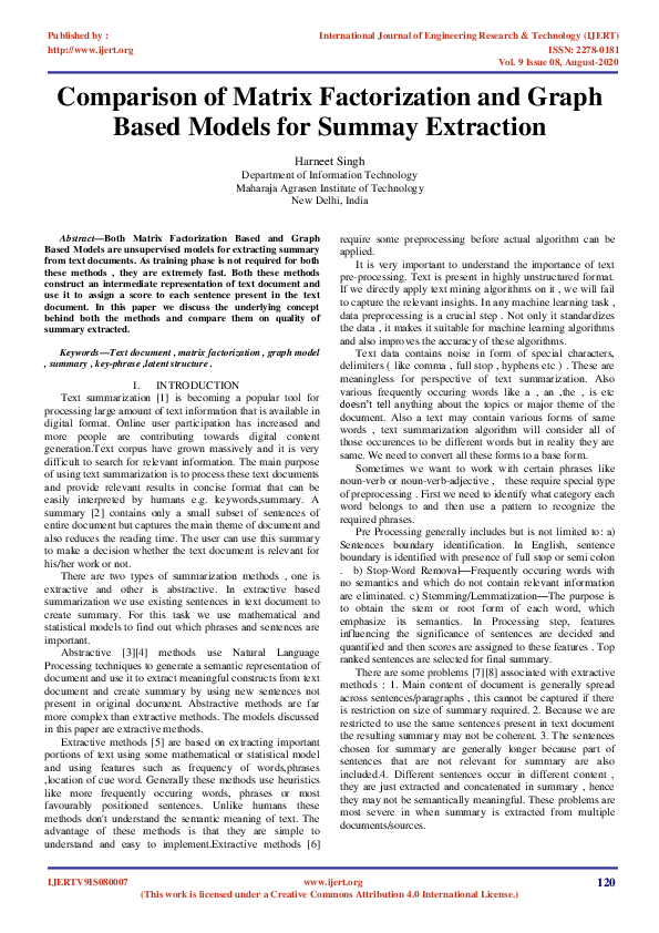 (PDF) Comparison of Matrix Factorization and Graph Based Models for ...