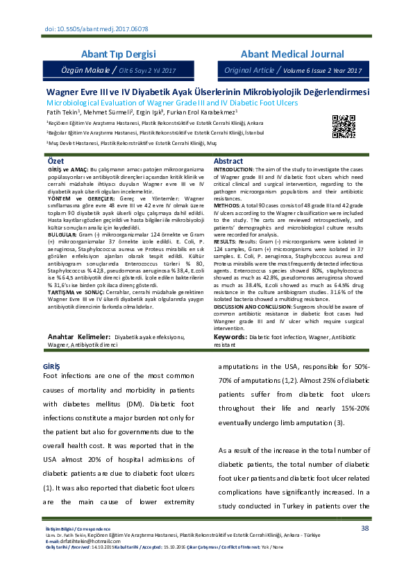 (PDF) Microbiological Evaluation of Wagner Grade III and IV Diabetic ...