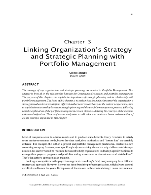 (PDF) Linking Organization's Strategy and Strategic Planning With ...