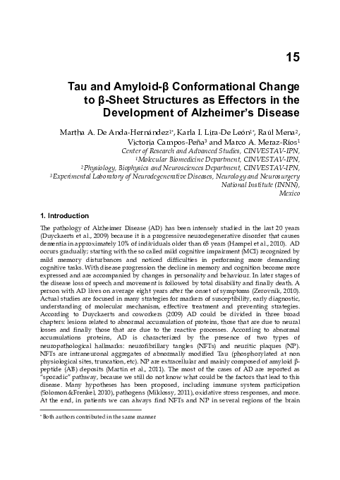 (PDF) Tau and Amyloid- Conformational Change to -Sheet Structures as ...