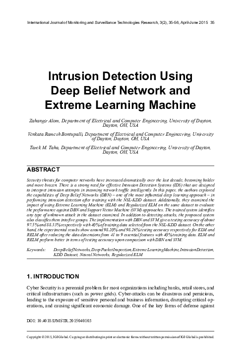 Pdf Intrusion Detection Using Deep Belief Network And Extreme Learning Machine Zahangir Alom