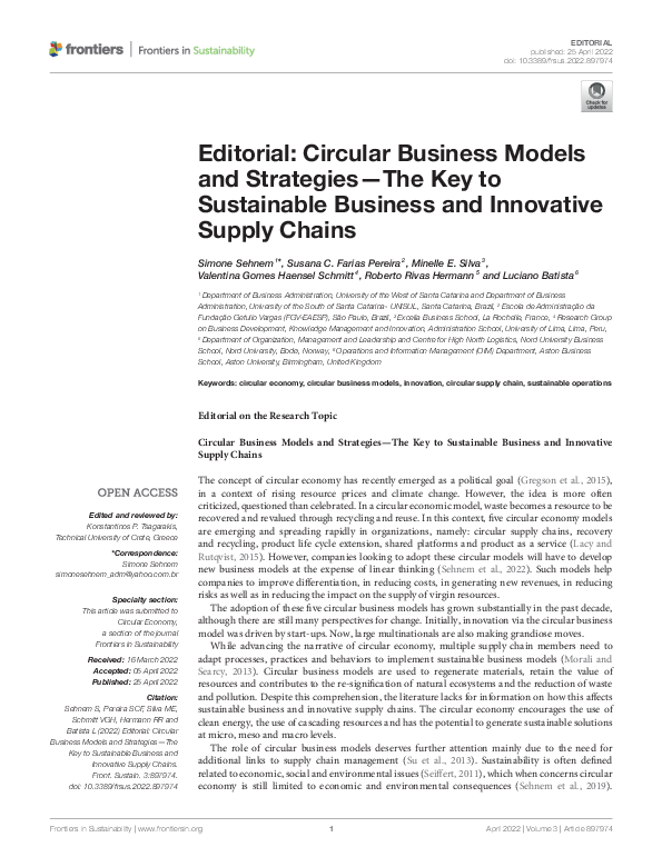(PDF) Editorial: Circular Business Models and Strategies—The Key to ...