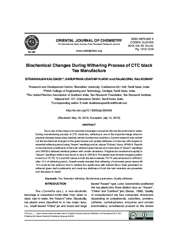 (PDF) Biochemical Changes During Withering Process of CTC Black Tea ...