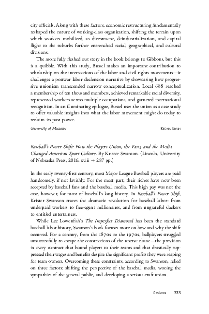 (PDF) Review: Baseball’s Power Shift: How the Players Union, the Fans ...