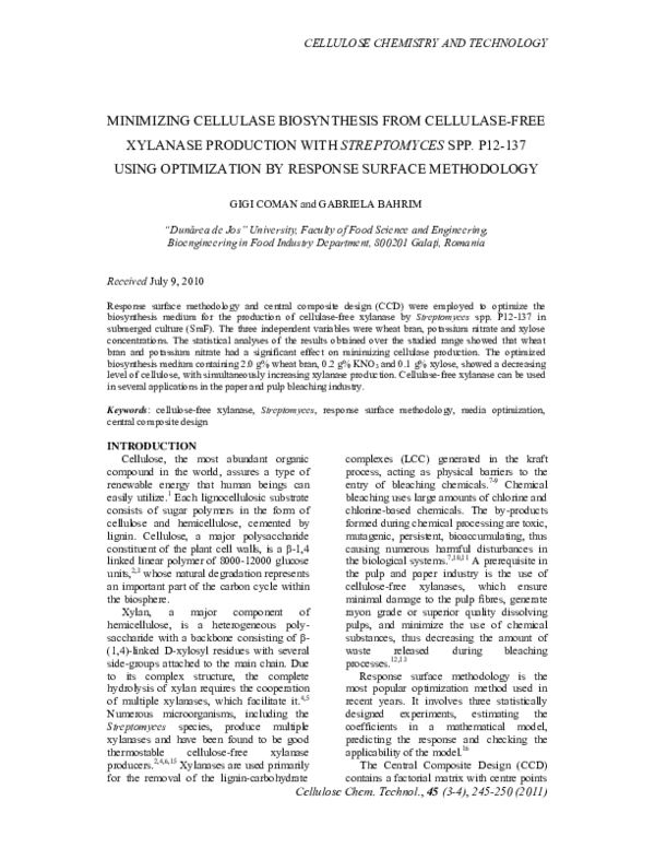 (PDF) Minimizing cellulase biosynthesis from cellulase-free xylanase production with ...