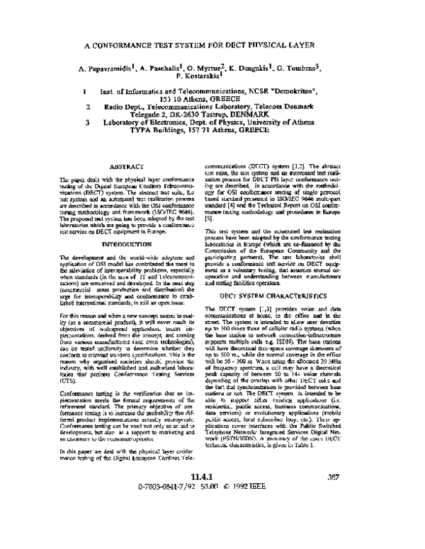 (PDF) A conformance test system for DECT physical layer