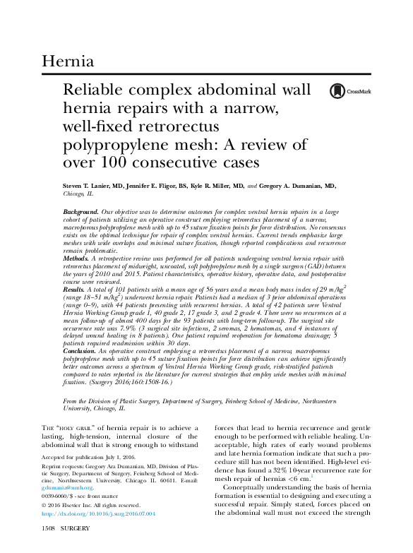 (PDF) Reliable complex abdominal wall hernia repairs with a narrow ...
