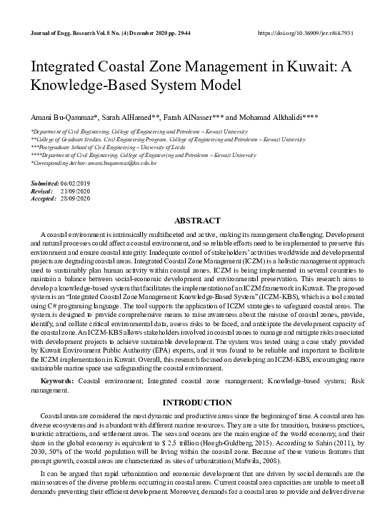 (PDF) Integrated Coastal Zone Management in Kuwait: A Knowledge-Based System Model