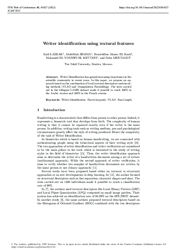 Pdf Writer Identification Using Textural Features