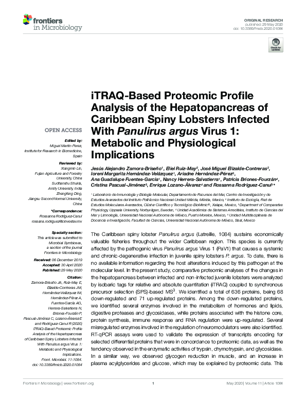 (PDF) iTRAQ-Based Proteomic Profile Analysis of the Hepatopancreas of Caribbean Spiny Lobsters ...