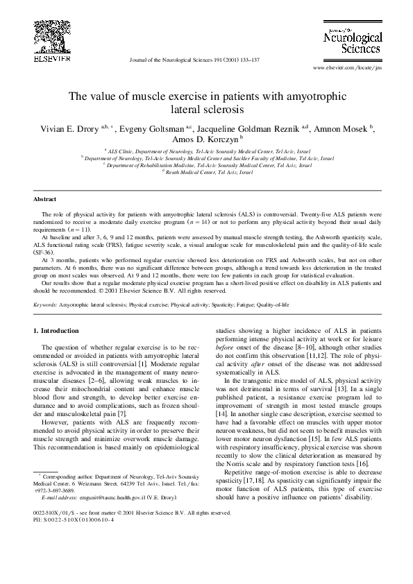 (PDF) The value of muscle exercise in patients with amyotrophic lateral ...