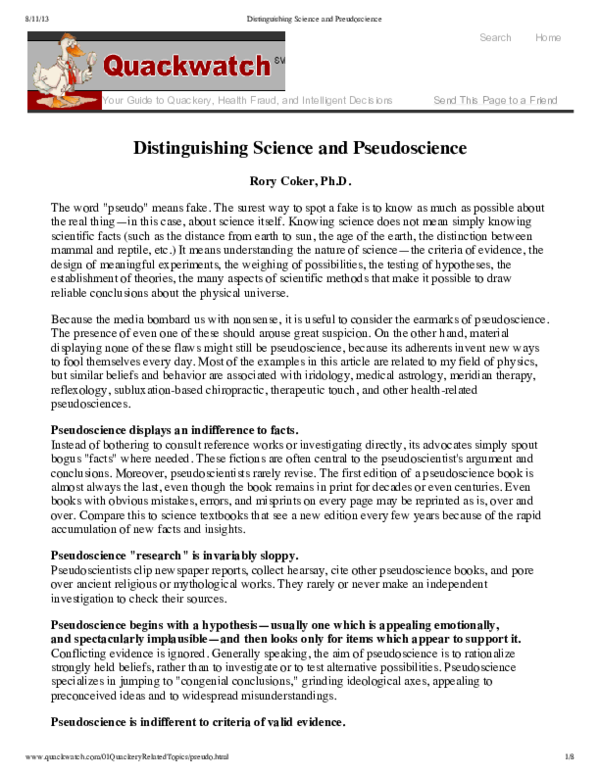 (PDF) Distinguishing Science and Pseudoscience