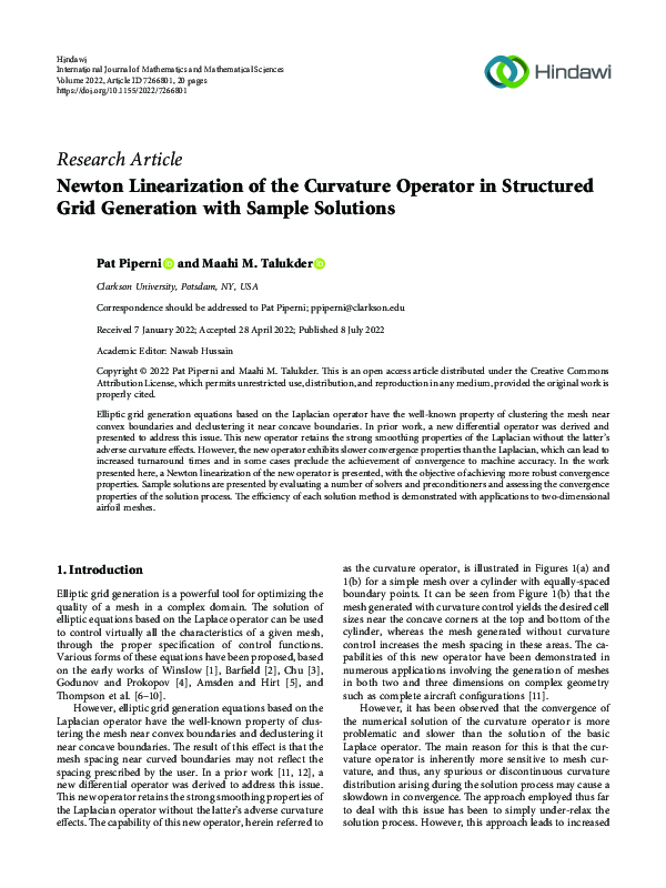 Pdf Newton Linearization Of The Curvature Operator In Structured Grid