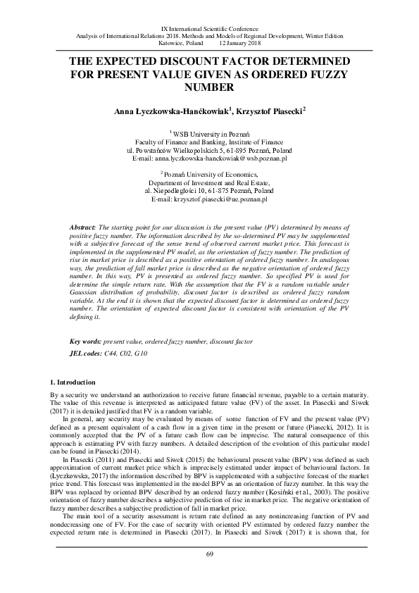 (PDF) The Expected Discount Factor Determined for Present Value Given ...