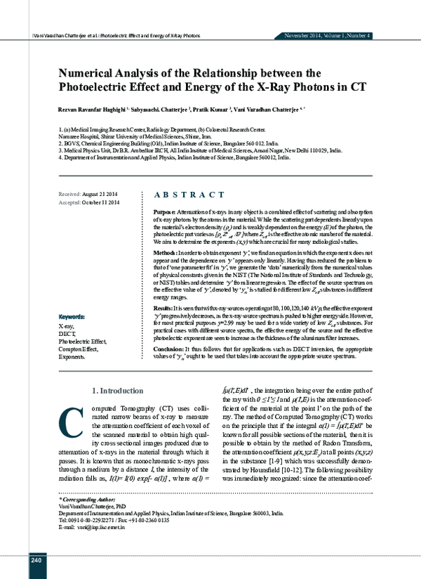 (PDF) Numerical Analysis of the Relationship between the Photoelectric ...