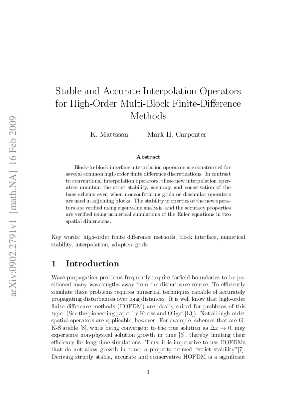 (PDF) Stable and Accurate Interpolation Operators for High-Order ...