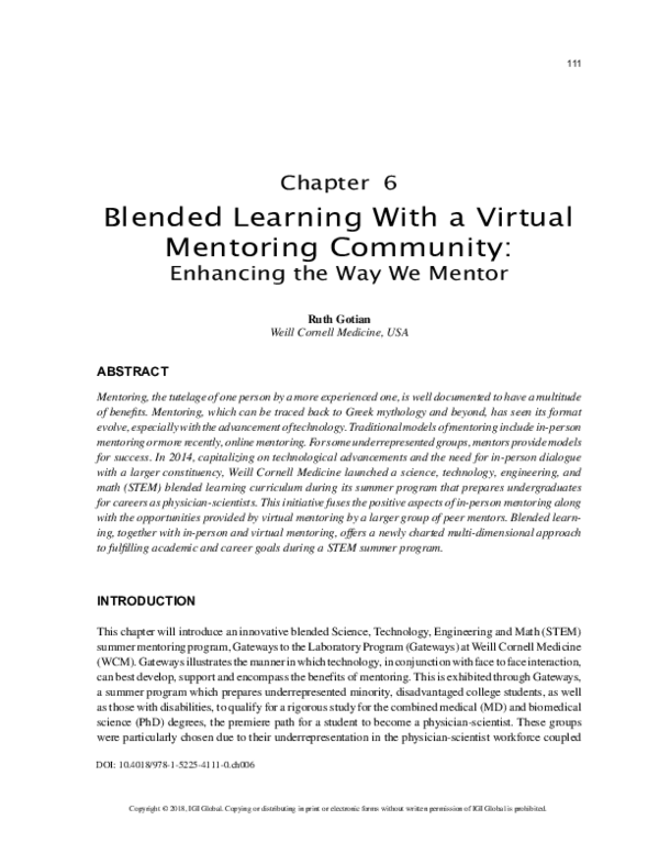 (PDF) Blended Learning With a Virtual Mentoring Community