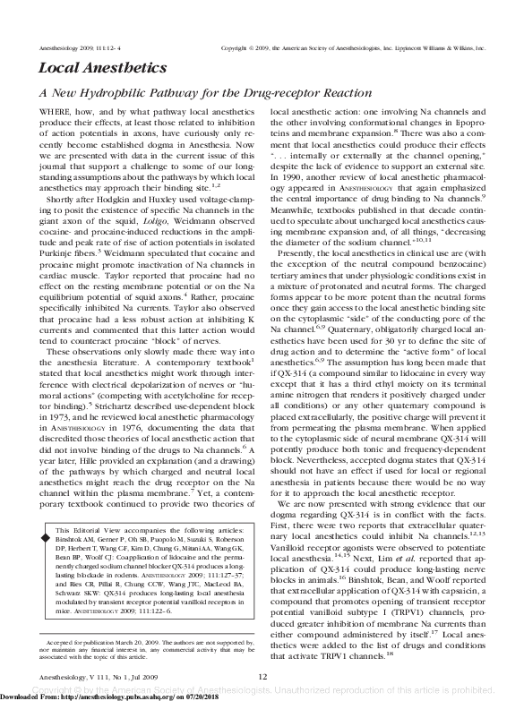 (PDF) Local Anesthetics