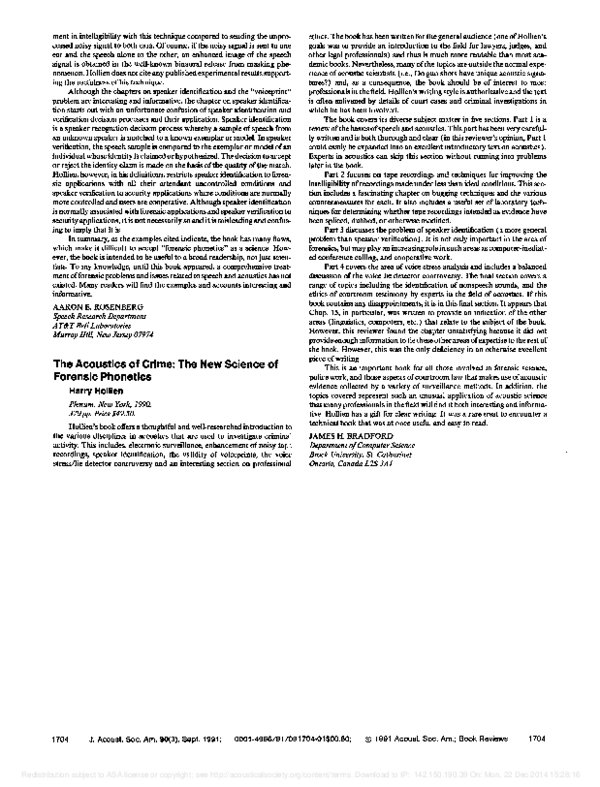 (PDF) The Acoustics of Crime: The New Science of Forensic Phonetics