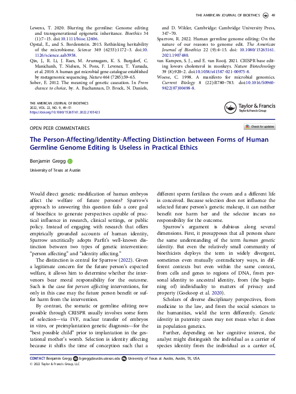 (PDF) The Person-Affecting/Identity-Affecting Distinction between Forms ...