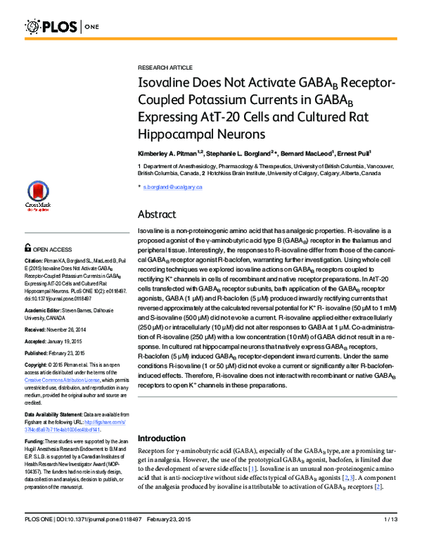 (PDF) Isovaline Does Not Activate GABAB Receptor-Coupled Potassium ...