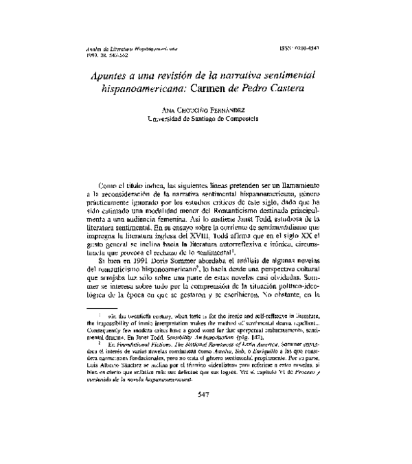 (PDF) Apuntes para una revisión de la narrativa sentimental: «Carmen ...