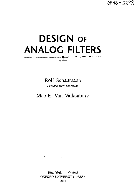 (PDF) Design of analog filters