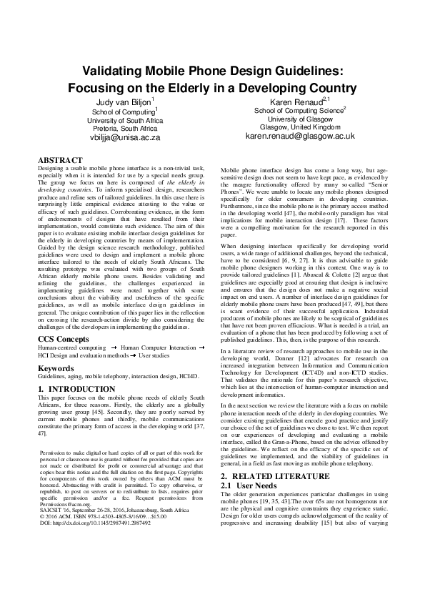(PDF) Validating Mobile Phone Design Guidelines