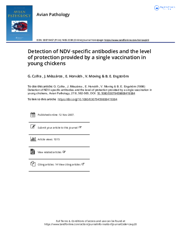 (PDF) Detection of NDV‐specific antibodies and the level of protection ...