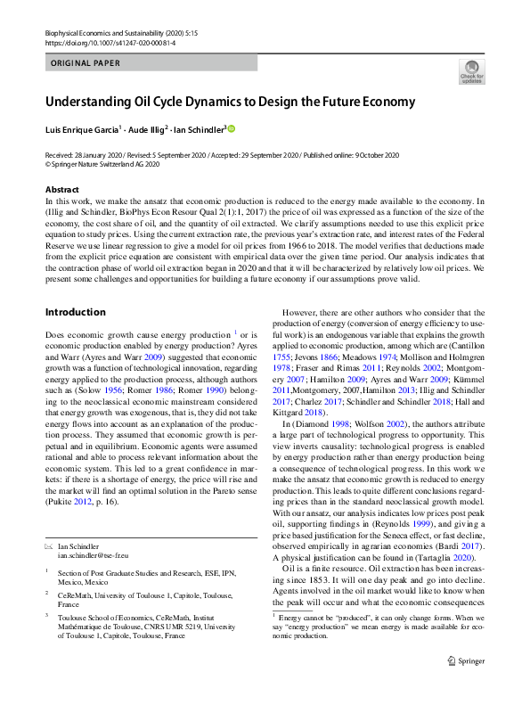 (PDF) Understanding Oil Cycle Dynamics to Design the Future Economy