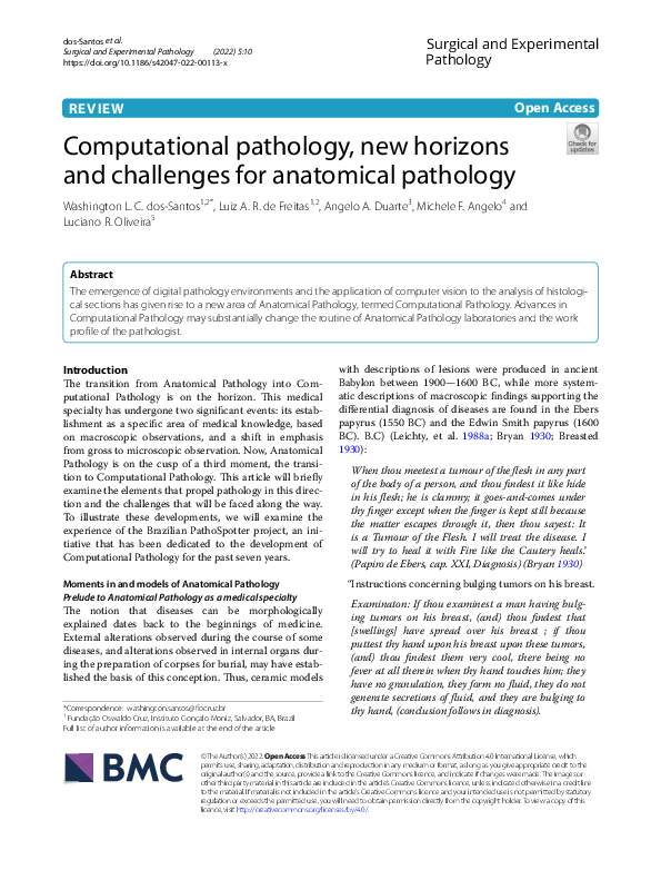 (PDF) Computational pathology, new horizons and challenges for anatomical pathology