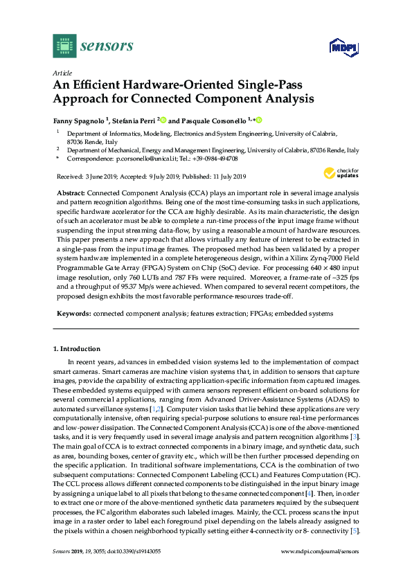 (PDF) An Efficient Hardware-Oriented Single-Pass Approach for Connected Component Analysis